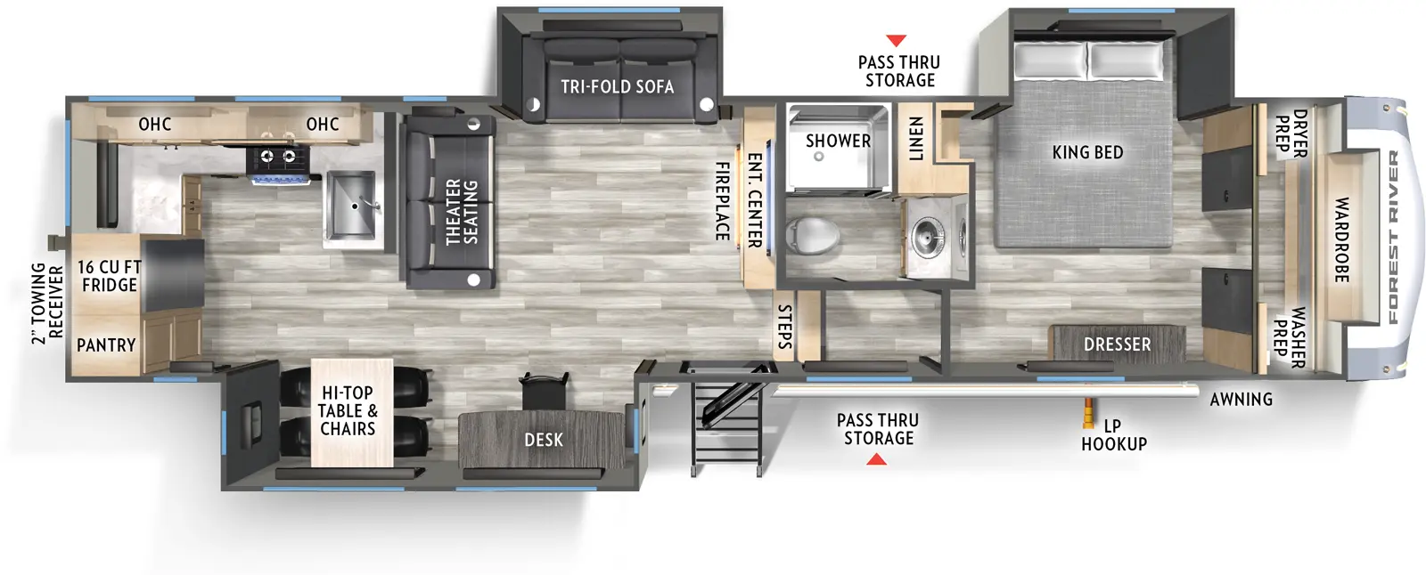 2026 Wildcat Fifth Wheels 33CHEF Floorplan - Forest River RV